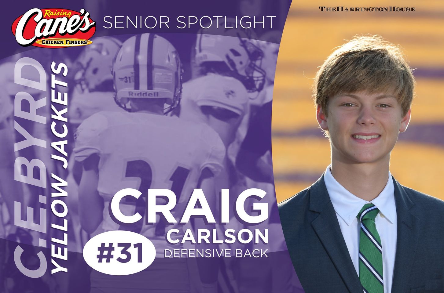 Raising Cane’s Senior Spotlight – No. 31 Craig Carlson | CE Byrd High ...