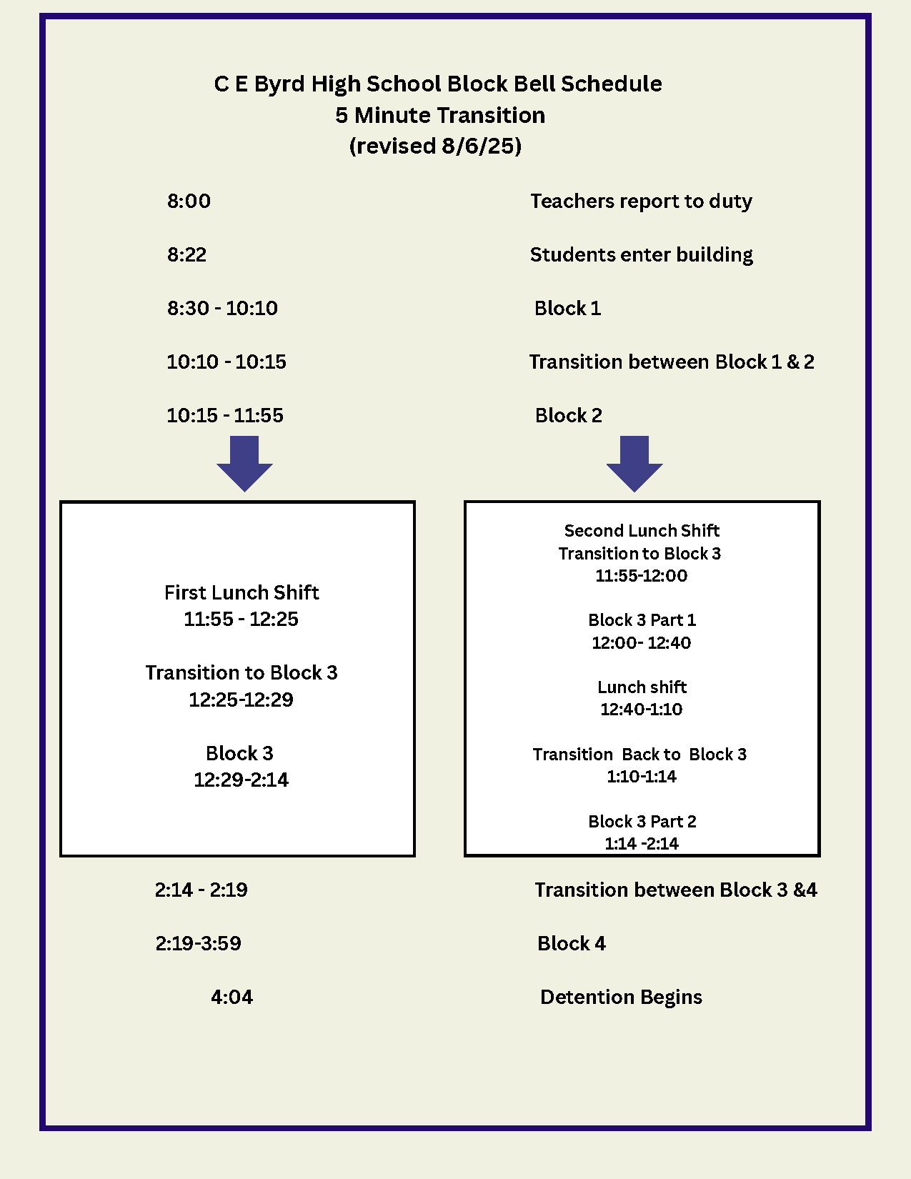 Updated Bell Schedule for 2025 | CE Byrd High School