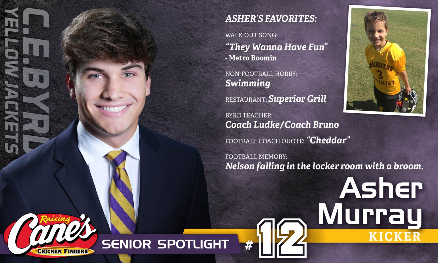 Raising Cane’s Senior Spotlight – No. 12 Asher Murray | CE Byrd High School
