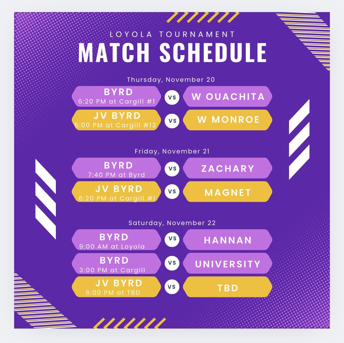 Girls soccer Loyola Tournament schedule | CE Byrd High School
